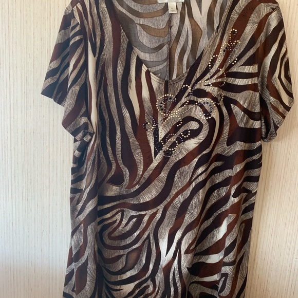 Dress Barn | Tops | Dress Barn Top With Rhinestone Scroll Design | Poshmark